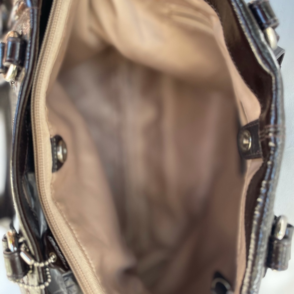 Coach Espresso Patent Leather Ashley Handbag - Gem